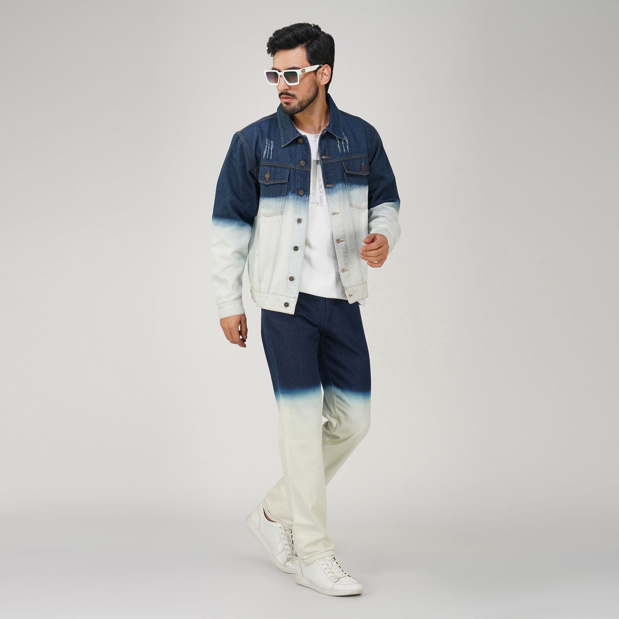 SLAY. Men's Blue Ombre Denim Jacket & Jeans Co-ord Set -SLAY. Tracksuit ...
